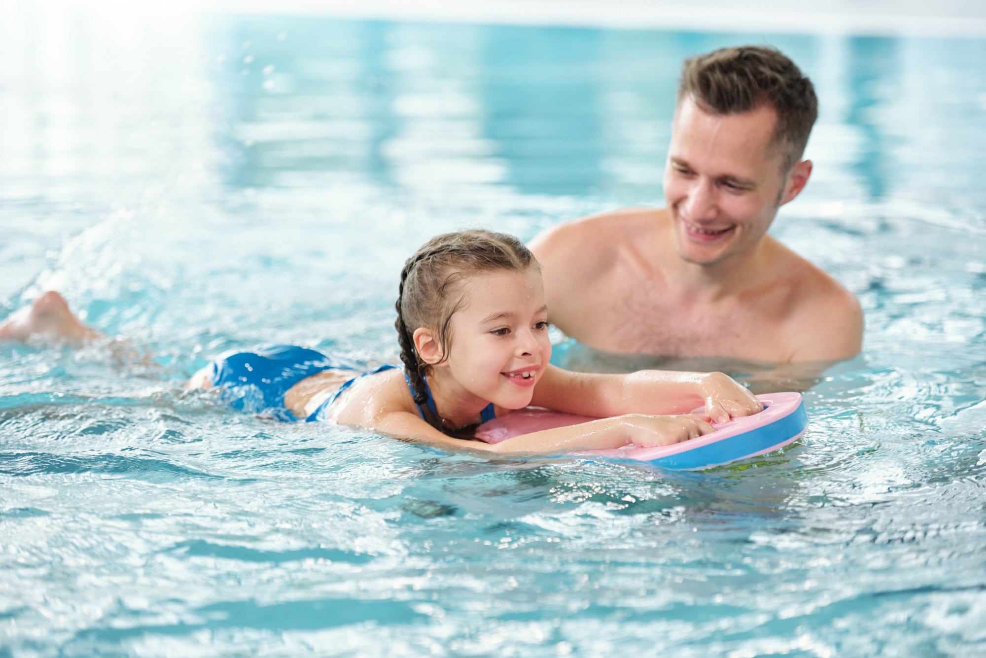 Happy-young-father-teaching-his-adorable-little-daughter-swim-pool ...